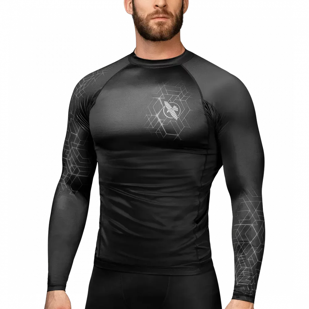 Rashguard Hayabusa Geo Long Sleeve - Size: XL, Color: Black/grey ...